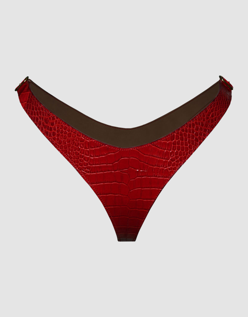 The High-Cut Leather Brazilian Panty - CANDICE CUOCO
